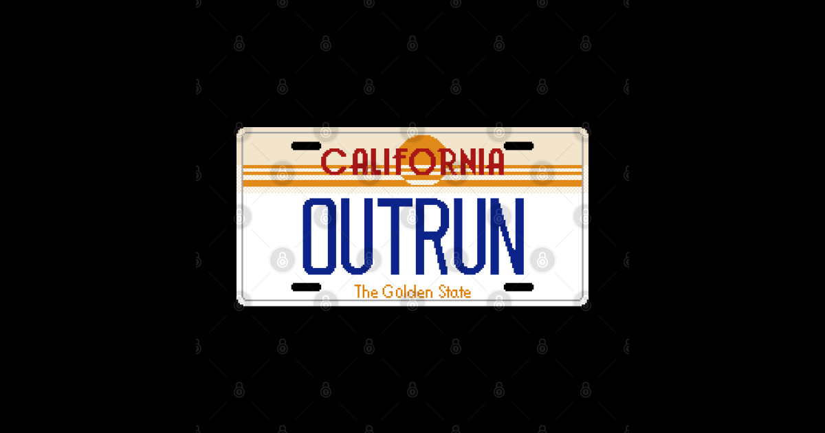 Outrun Plate 8-Bit - Video Games - Sticker | TeePublic