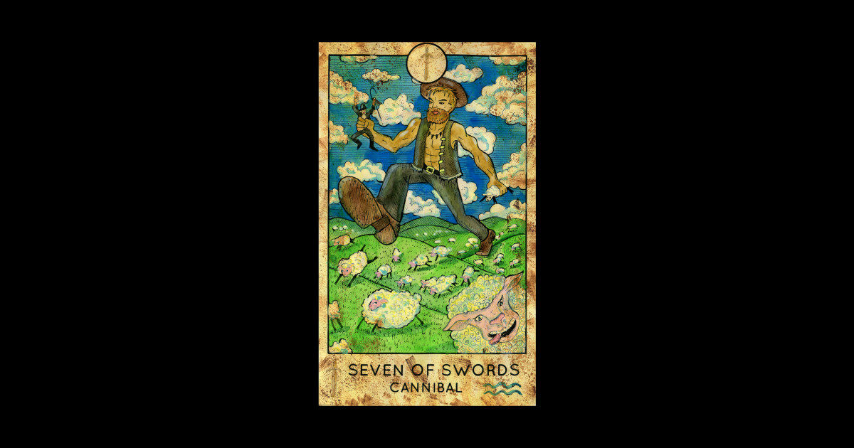 Seven Of Swords. Minor Arcana Tarot Card. - Tarot - Sticker | TeePublic