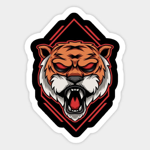tiger head illustration - Tiger Head - Sticker | TeePublic