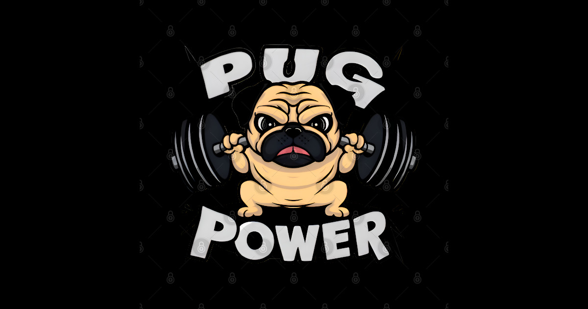 Gym Bodybuilder Pug Power - Pug Power - Sticker | TeePublic