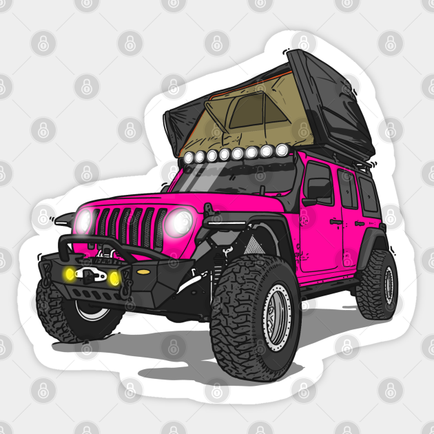 Jeep Wrangler Camp Time - Pink Jeep - Jeep Wrangler - Sticker | TeePublic