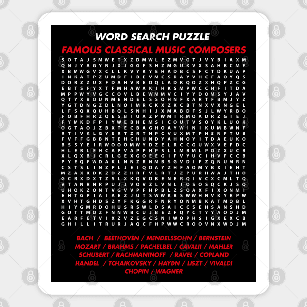 Word search puzzle "Famous Classical Music Composer" - Classic Music ...