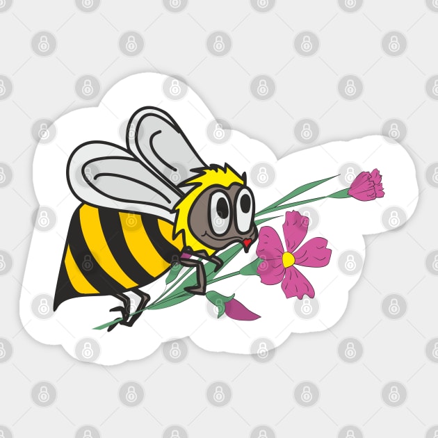 Bee and flower - Bee - Sticker | TeePublic