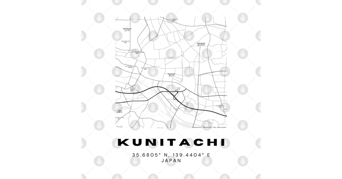Minimalist Kunitachi Map Art - Japan City Coordinates Design ...