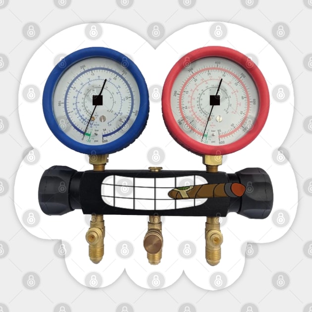 Refrigerant Gauges with Teeth & Cigar - Hvac - Sticker | TeePublic