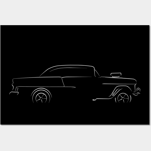 1955 Chevy Gasser - profile stencil, white - Gasser - Posters and Art ...