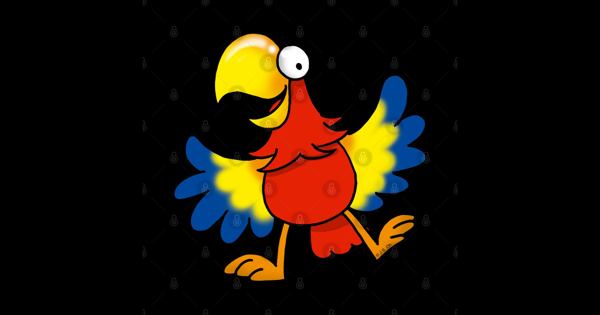 funny parrot bird cartoon - Parrot - Sticker | TeePublic