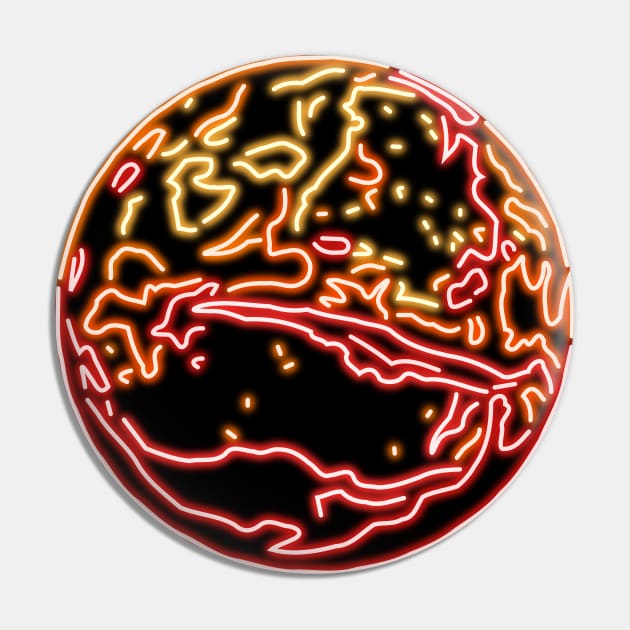 Electric Solar System Neon Mars - Mars - Pin | TeePublic