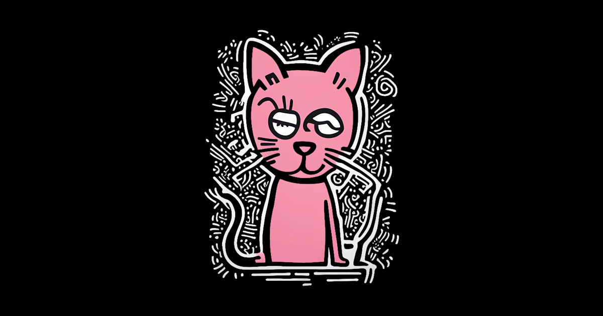 pink cat - Pink Cat - Sticker | TeePublic
