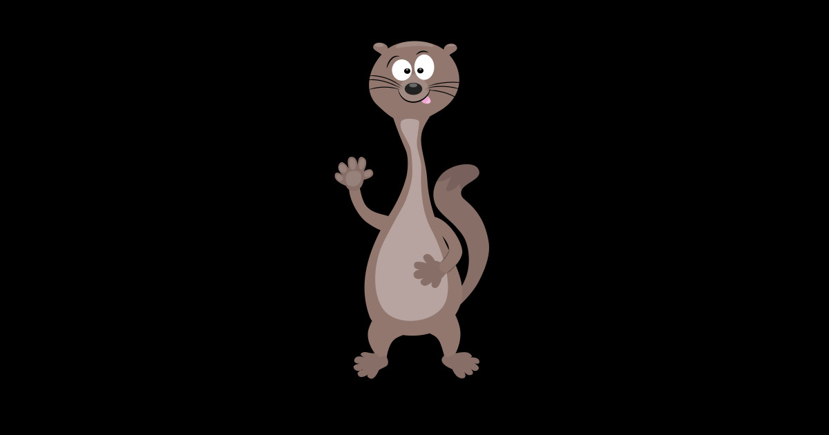 Funny weasel waving cartoon illustration - Weasel - Sticker | TeePublic