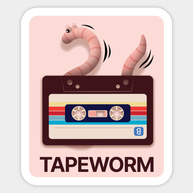 Tapeworm. A worm that eats tapes. - Tapeworm - Sticker | TeePublic
