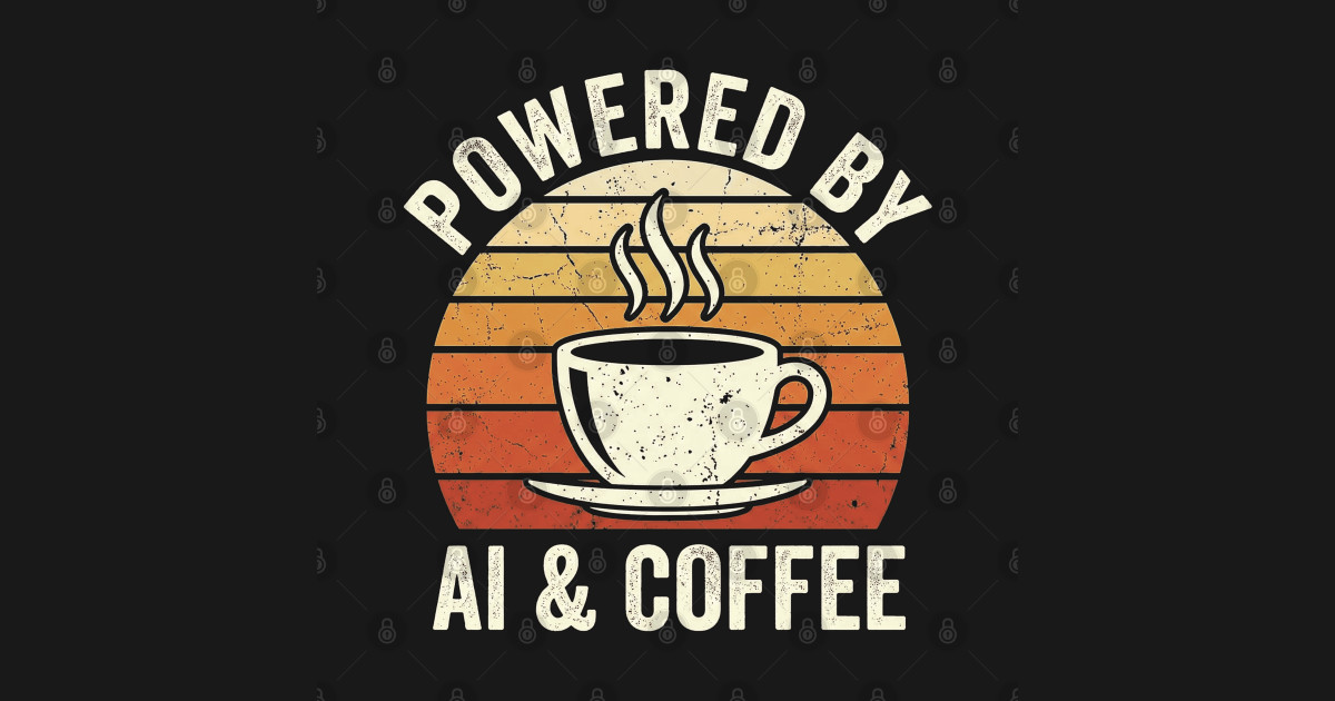 Coffee Powered Artificial Intelligence Retro Sunset Tech Humor - Coffee ...