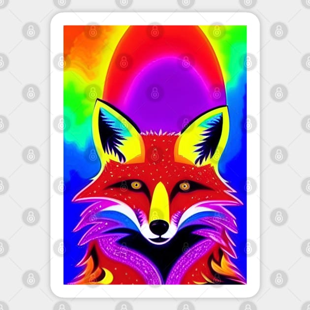 BEAUTIFUL THOUGHTFUL RAINBOW FOX - Sailorsam1805 - Sticker | TeePublic