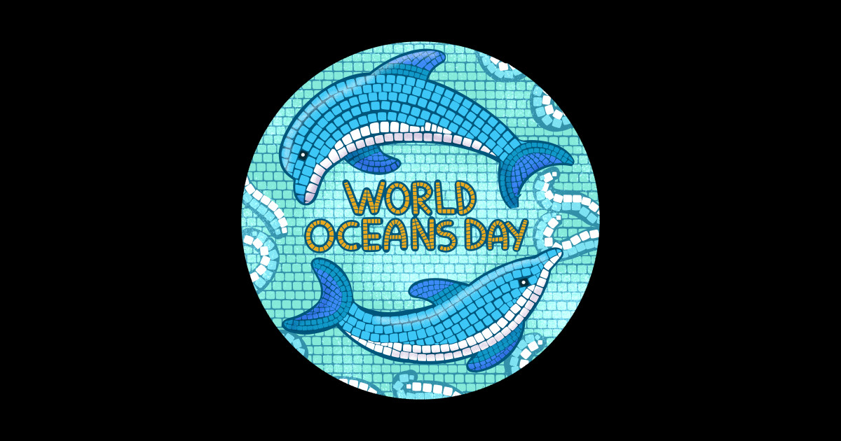 Dolphins At Play for World Ocean Day - Dolphin - Sticker | TeePublic