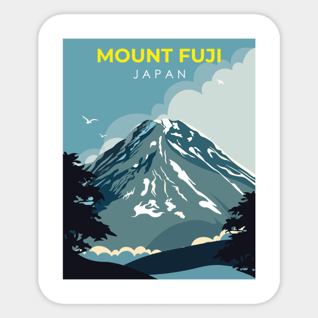 Mount Fuji Japan - Mount Fuji Japan - Sticker | TeePublic