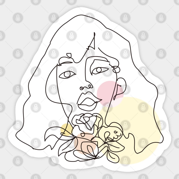 abstract lady, line art woman - Line Art - Sticker | TeePublic