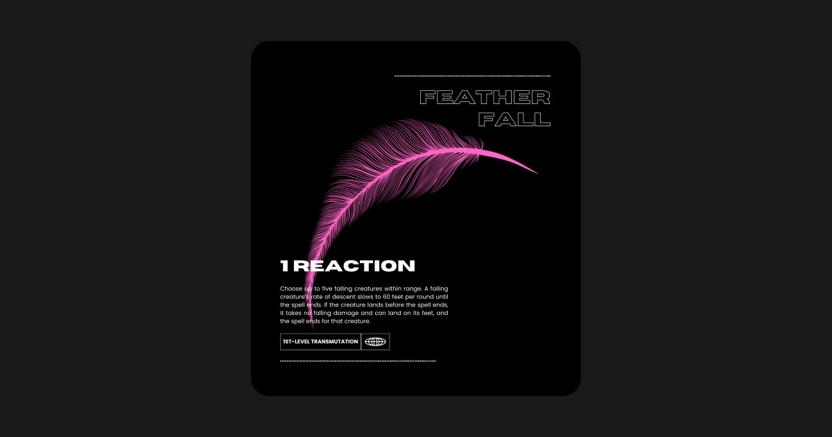 Feather Fall Dnd 5e Spells Tarot Card Dungeons and Dragons Gift - Dnd ...