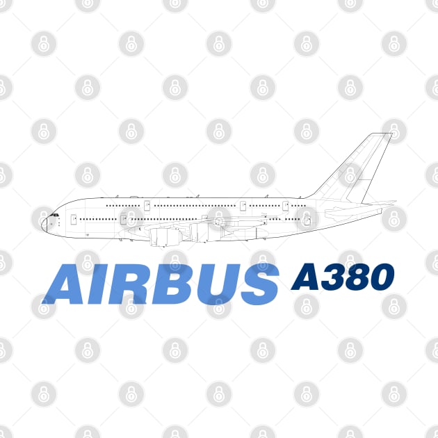 Airbus A380 Line Drawing - Airbus A380 Airplane - T-Shirt | TeePublic