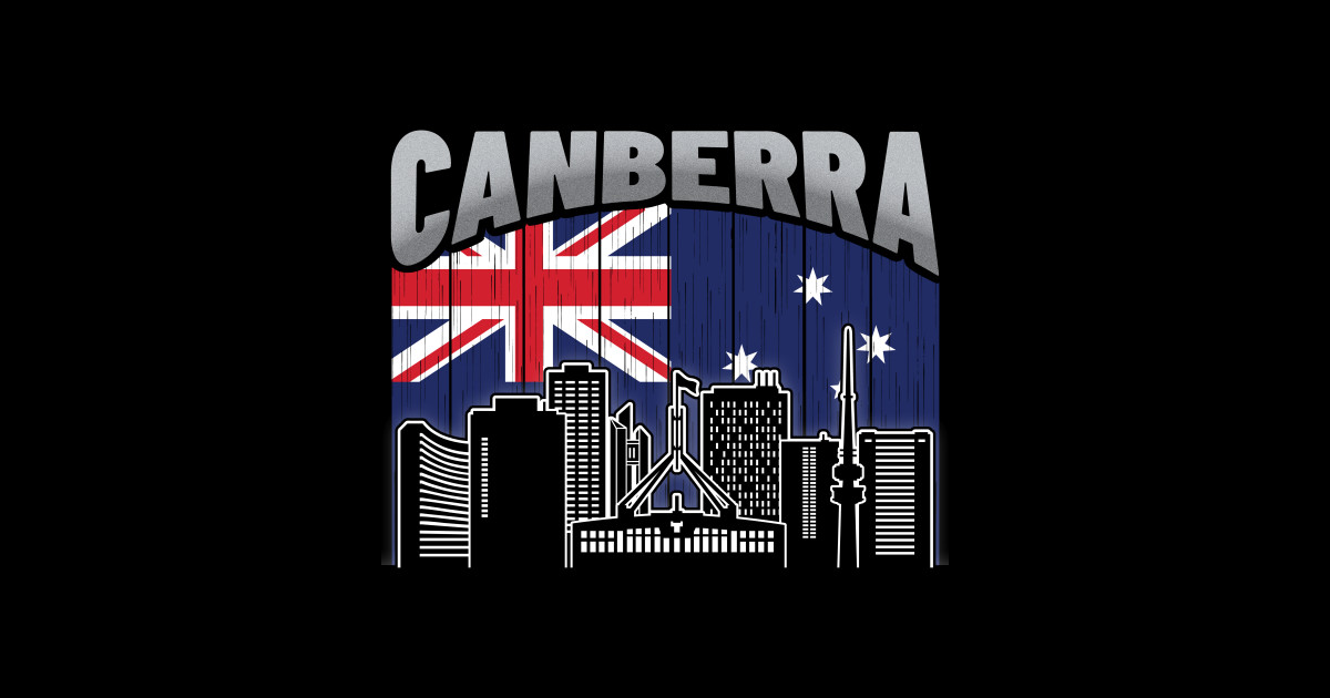 Canberra Australia Skyline Vintage Australian Flag - Canberra - Sticker ...