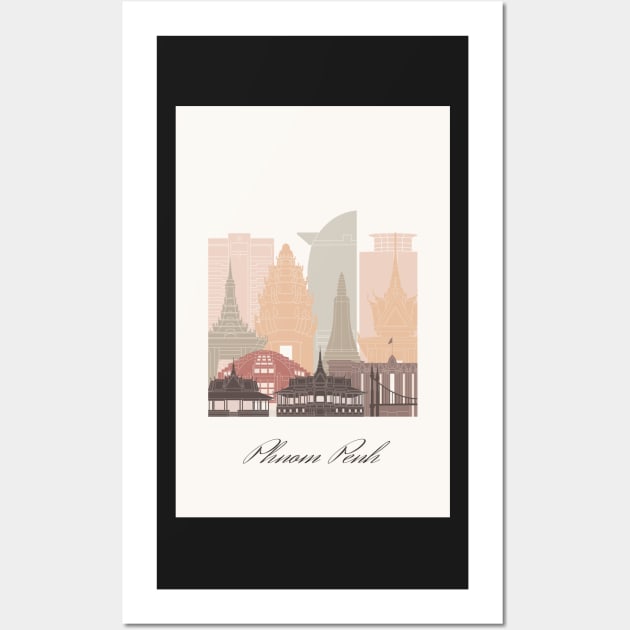 Phnom Penh, Cambodia, map skyline - 04 style - Phnom Penh - Posters and ...