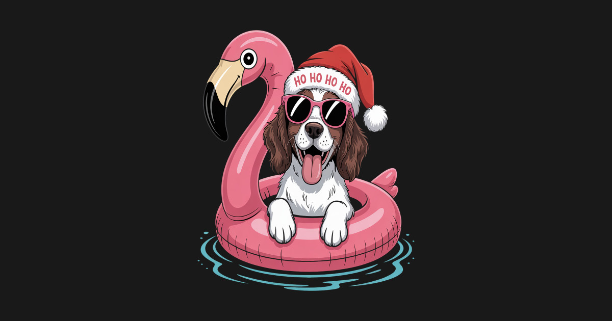 Christmas in July Springer Spaniel Santa Flamingo - Christmas In July ...