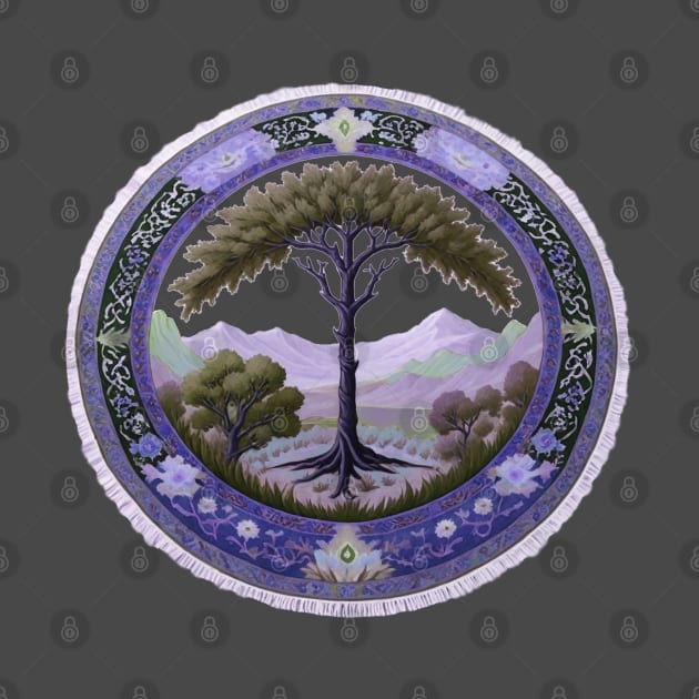 Middle East oasis fig tree Israel Palestine tapestry rug mandala ...
