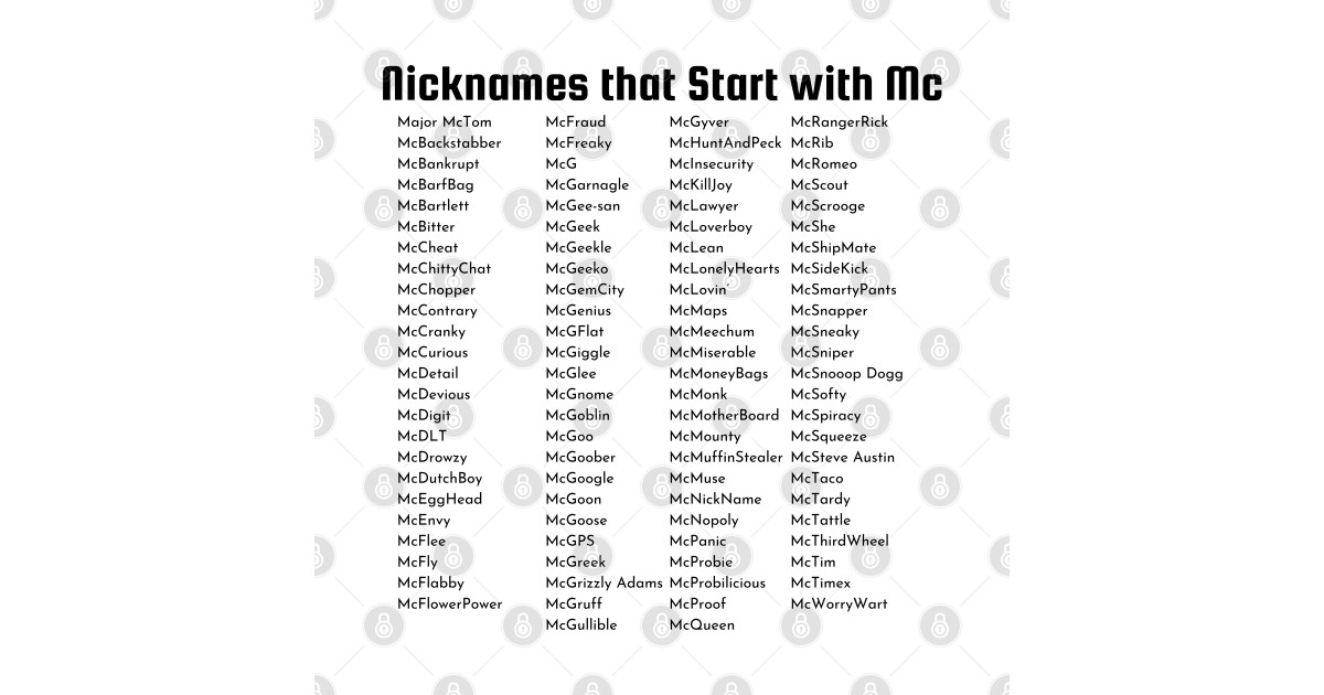 Nicknames that Start with Mc - Mcgee Nicknames - T-Shirt | TeePublic