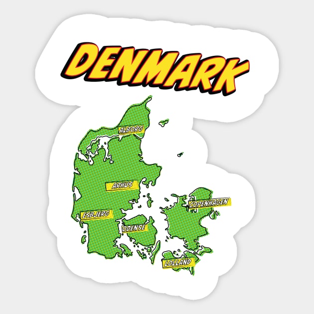 Denmark Travel map - Denmark Travel Map - Sticker | TeePublic