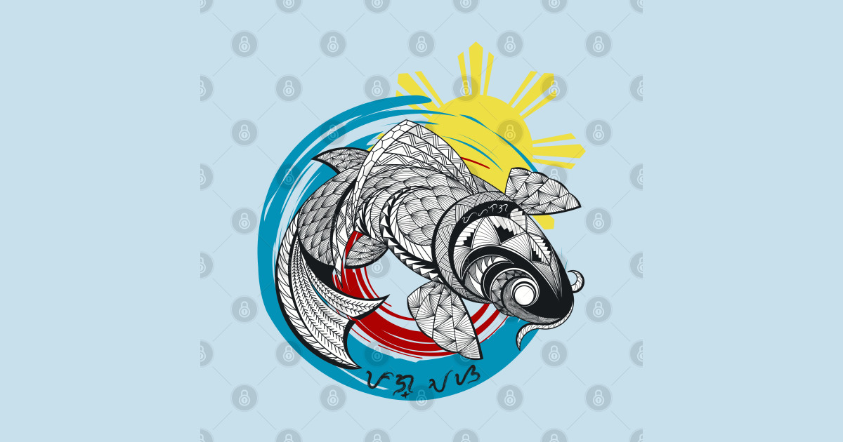 Koi Fish Tribal line Art / Baybayin word Pag-asa (Hope) - Philippines ...