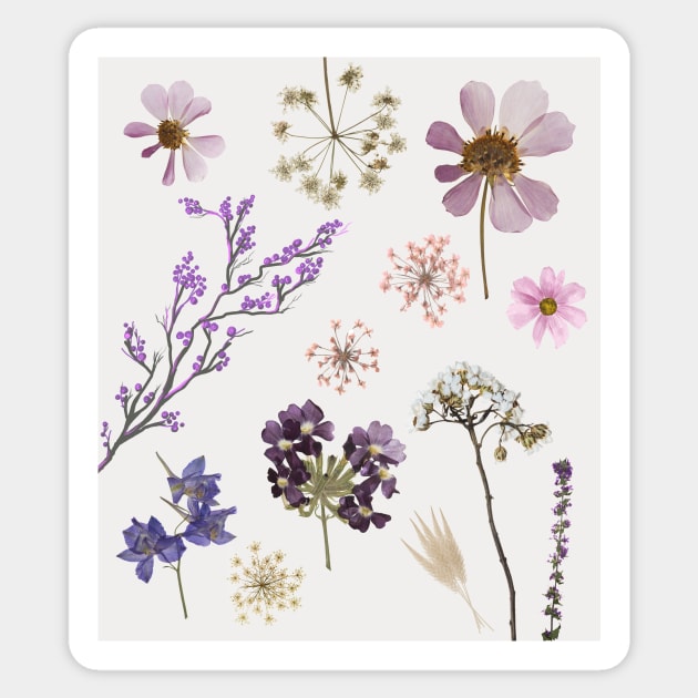 Lilac Dried Flowers Cottagecore Collage - Flowers - Sticker | TeePublic