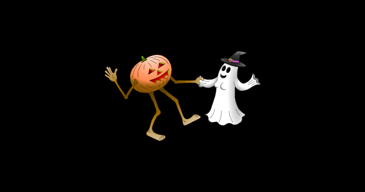 Dancing Halloween Pumpkin and Ghost - Halloween - Sticker | TeePublic