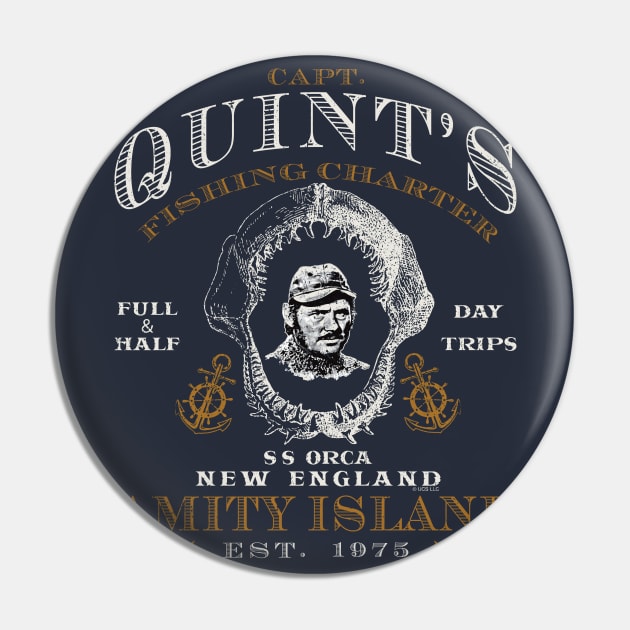 Captain Quint's Jaw Skull - Quint Shark Fishing - Pin | TeePublic