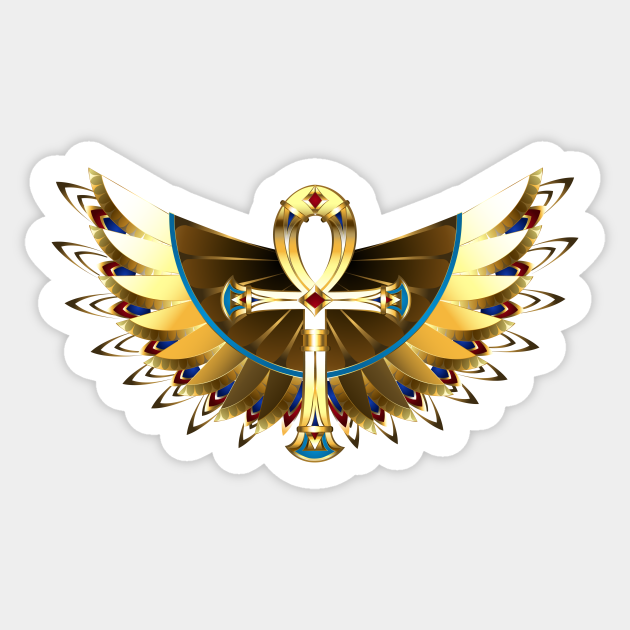 Gold Ankh with Wings - Gold Ankh - Sticker | TeePublic