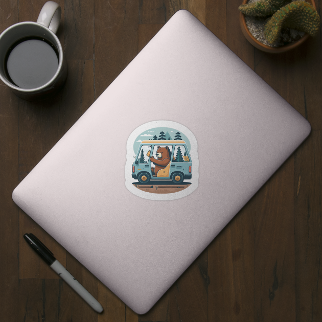 Bear's Wild Van Adventure - Road Trip - Sticker | TeePublic