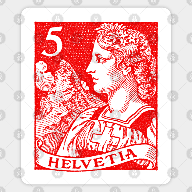 Vintage Swiss Postage Stamp Design - Helvetia - Sticker | TeePublic