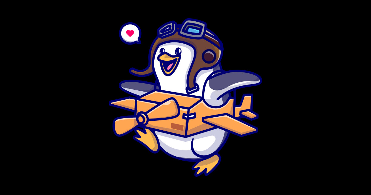 Cute Penguin Playing With Cardboard Plane Cartoon - Cute Penguin ...