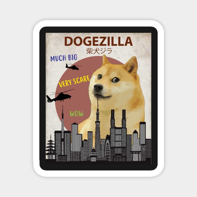 Dogezilla - Funny Doge Meme Giant Shiba Inu - Dogezilla - Magnet ...