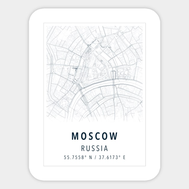 moscow russia map - Maps - Sticker | TeePublic