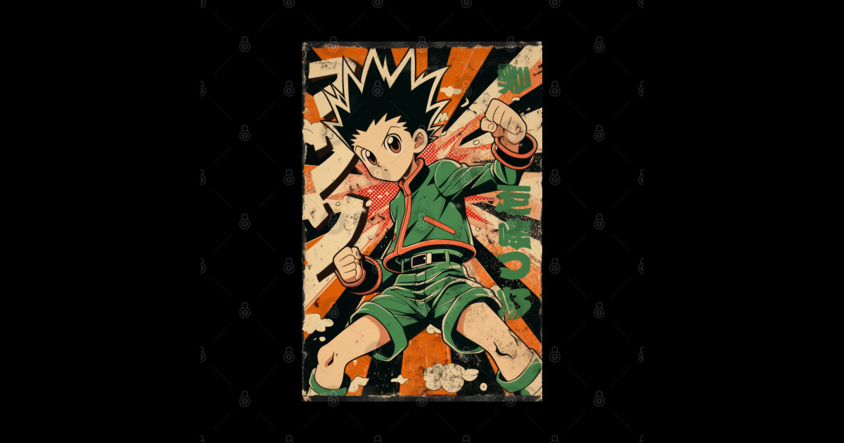 Gon Vintage Warned Poster - Hunter X Hunter - Sticker | TeePublic