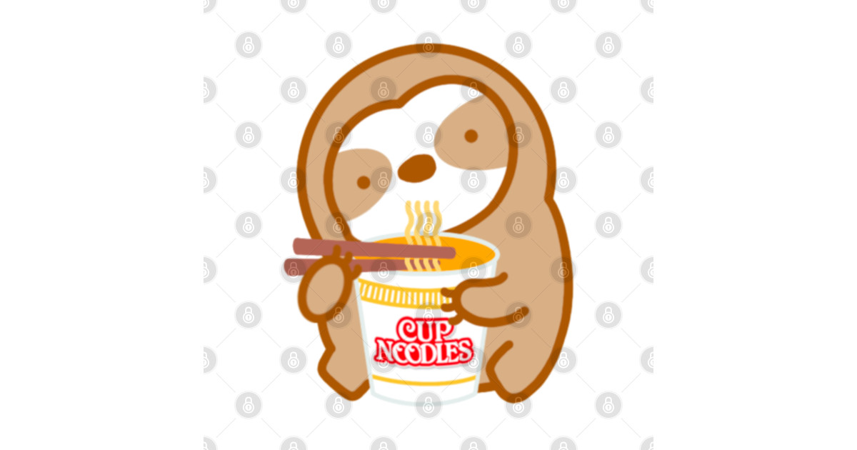 Cute Instant Ramen Noodle Soup Sloth - Sloth - T-Shirt | TeePublic