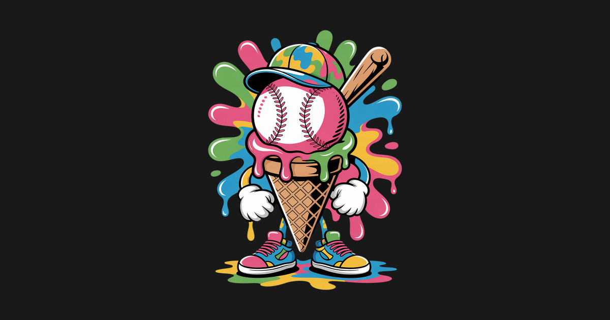 Baseball Drip for Boys Ice Cream Drip Youth Boys Baseball - Baseball ...