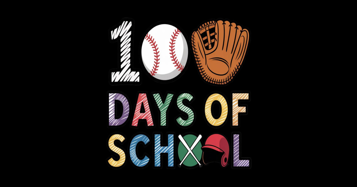 100 Days Of School Baseball - 100 Days Of School Baseball - Sticker ...