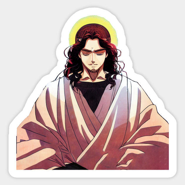 Japanese Jesus Christ Anime Manga - Anime Manga Jesus - Sticker | TeePublic