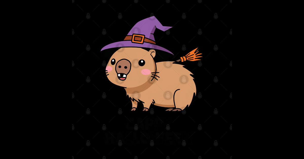 Cappy Capy Halloween Capybara Kawaii Witch - Cappy Halloween - Posters ...