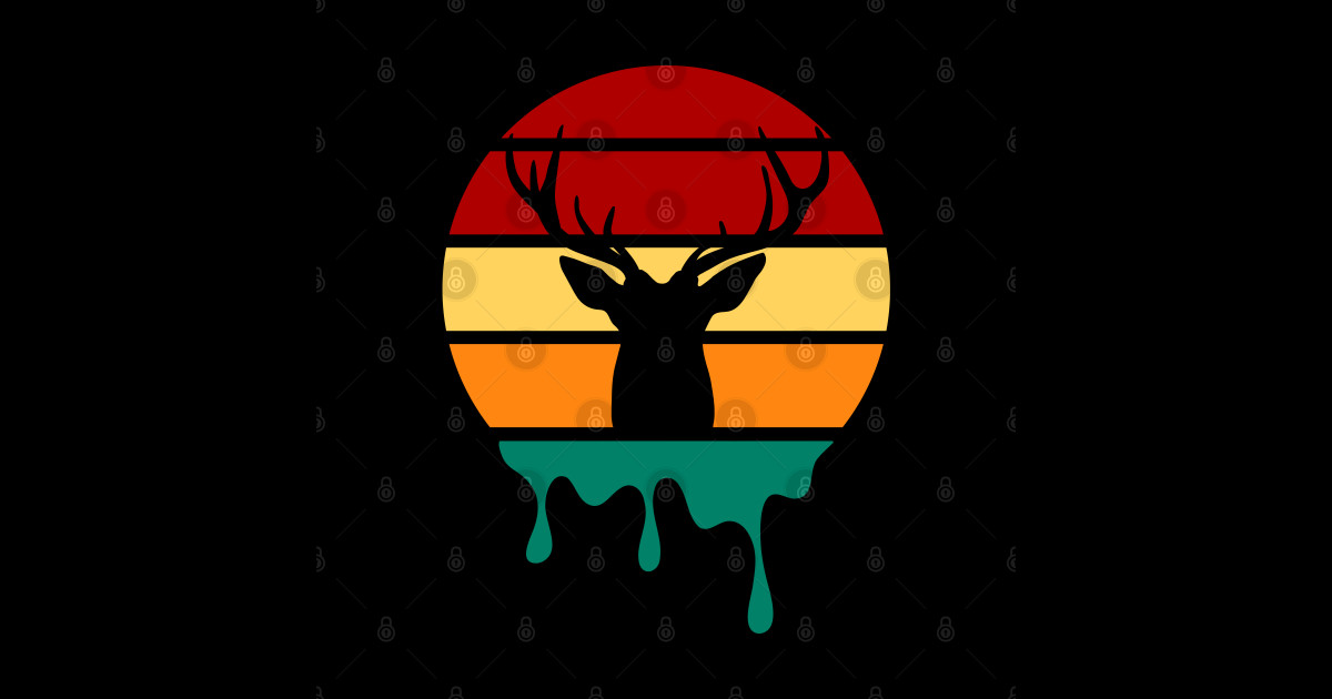 Vintage Sunset Buck Head Aesthetic - Vintage - Sticker | TeePublic