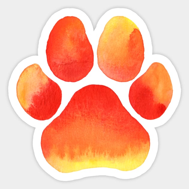 Orange Paw Print - Pawprint - Sticker | TeePublic