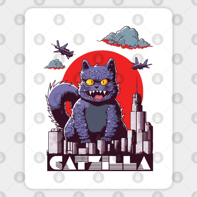 Catzilla Funny Cat - Catzilla Cat - Magnet | TeePublic