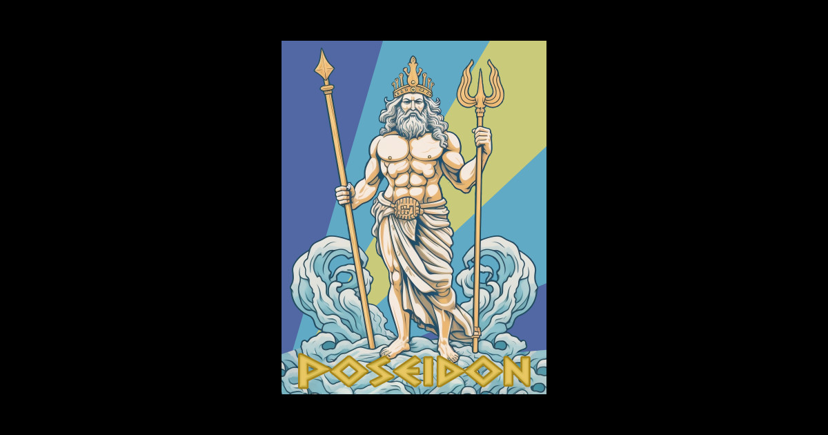 Vintage Retro Poseidon Greek God - Poseidon Greek God - Sticker | TeePublic