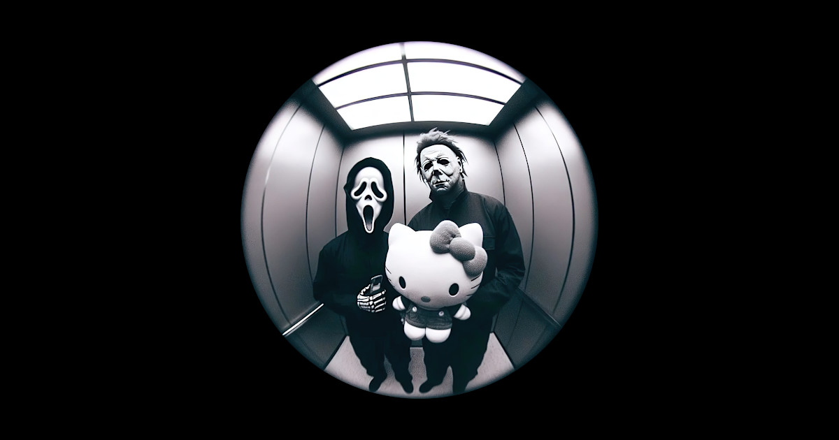 Michael Ghostface With Cute Cat - Michael Myers - Sticker | TeePublic