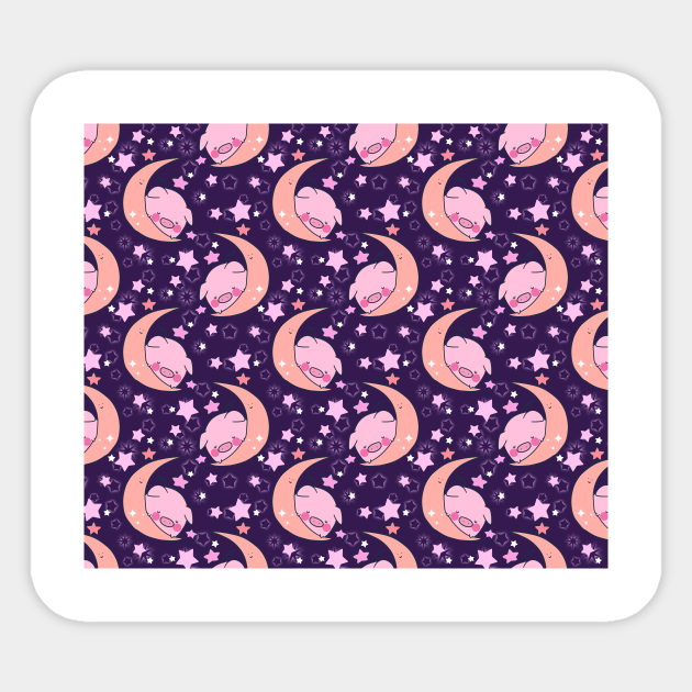 Moon Pig Pattern - Moon - Sticker | TeePublic